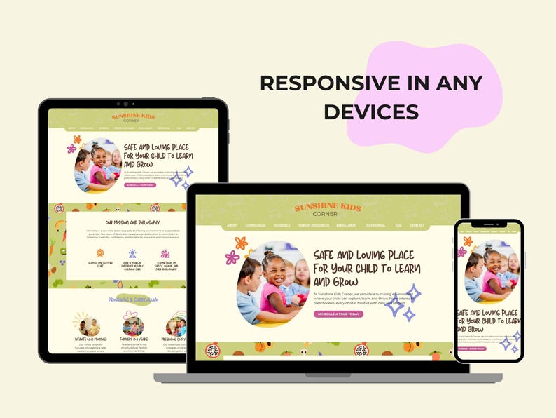 Daycare Canva One Page Website Template. Fun and Playful Preschool ...