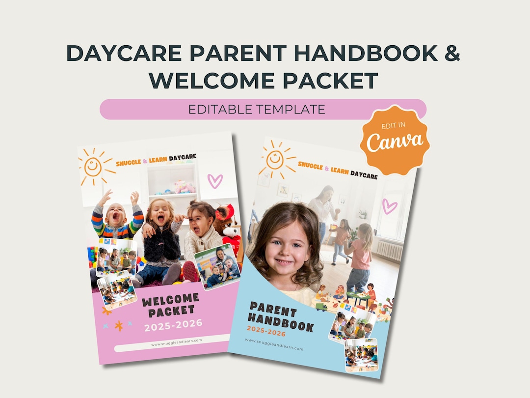 Daycare Parent Handbook & Welcome Packet, Editable Canva Templates ...