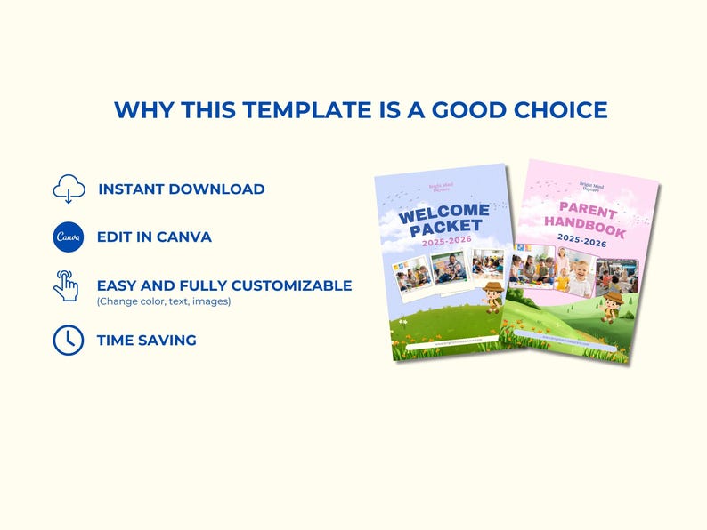 Childcare Parent Handbook & Welcome Packet Design, Daycare Center ...