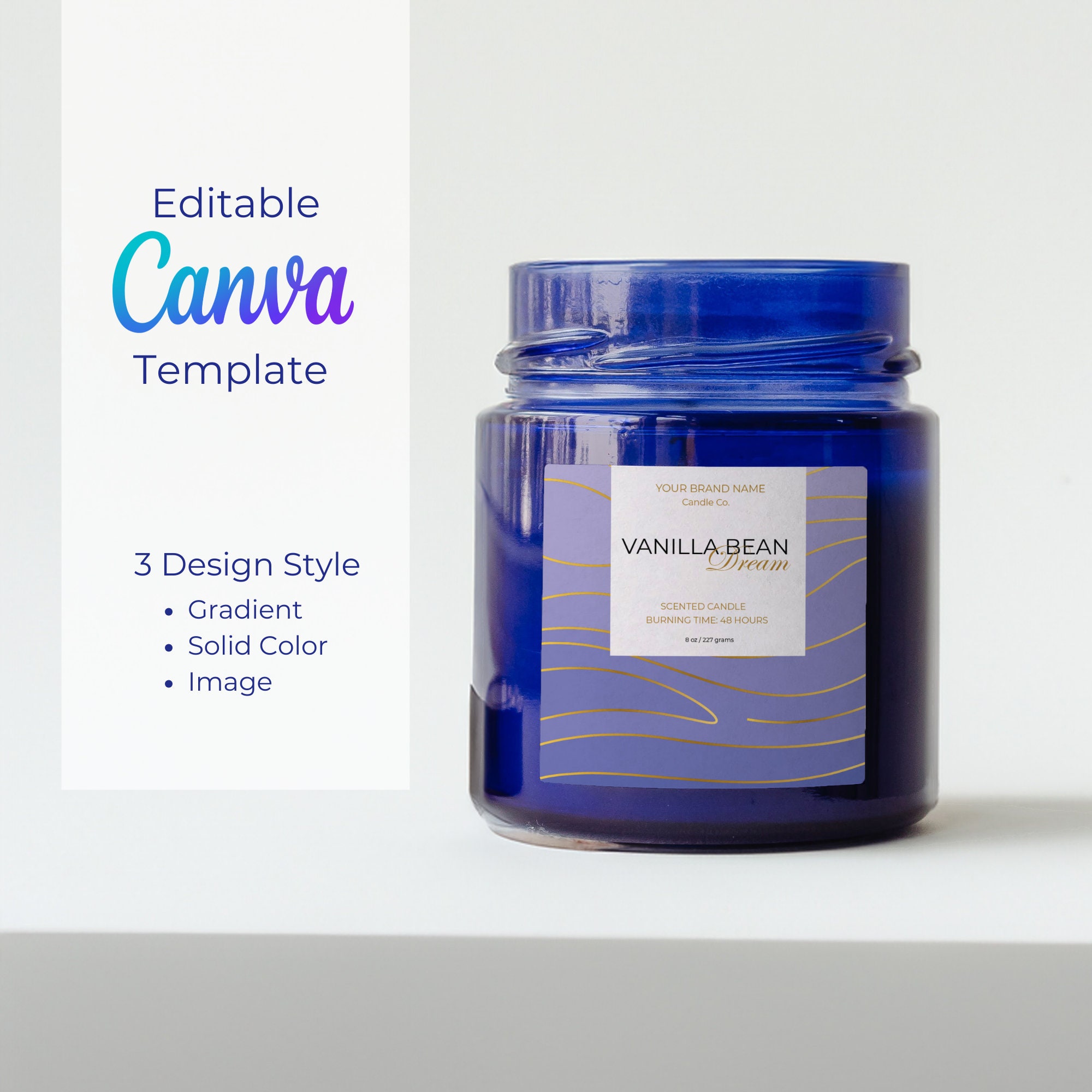 Editable Candle Label Template, Gradient Color Sticker Label, Printable ...