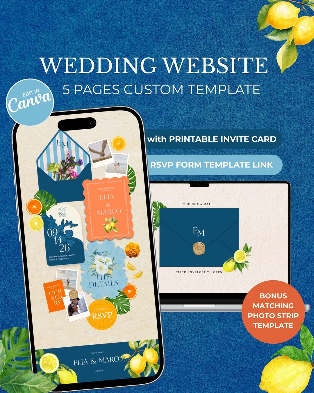 Mediterranean Wedding Invitation Template, Italian Style Wedding ...