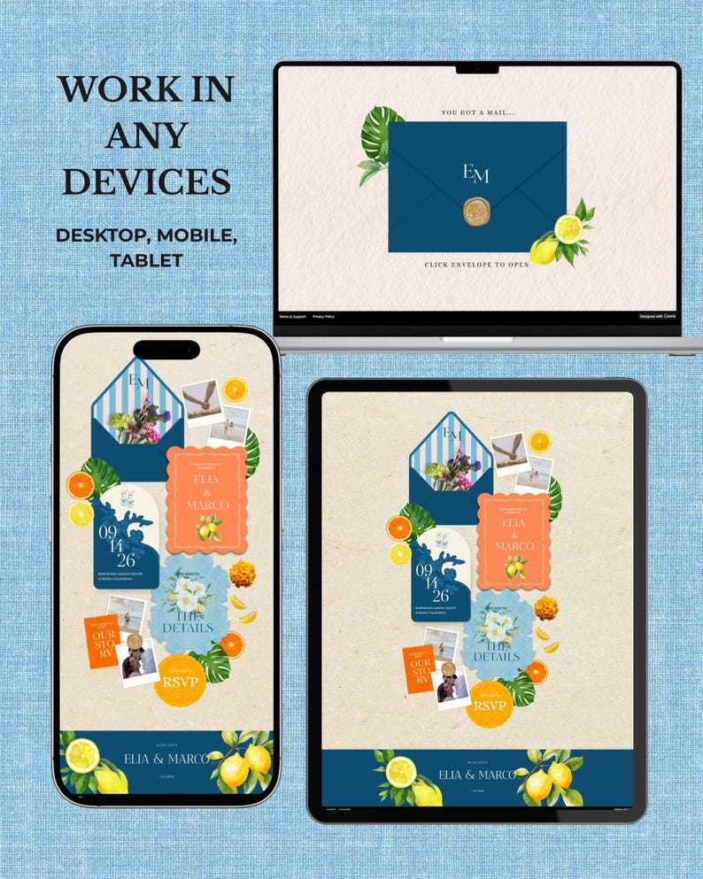 Mediterranean Wedding Invitation Template, Italian Style Wedding ...