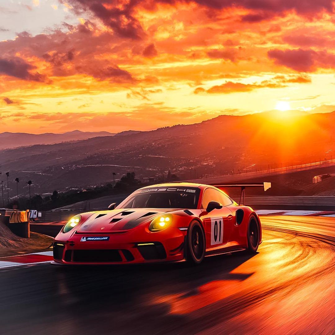 High-speed Porsche 911 Gt3 Rs Digital Art | Sunset Racing Scene ...