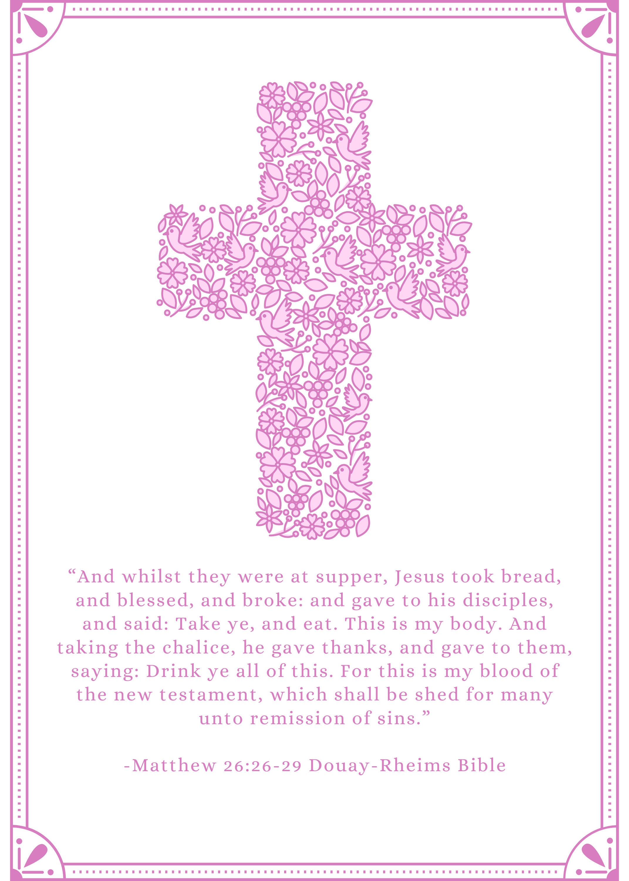 Girls Pink First Communion Invitation Catholic Religious Invite - Etsy