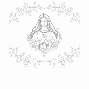 Marian Floral Catholic Wedding Invitation Template Religious Wedding ...