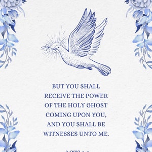 Confirmation Invitation Girls Blue Floral Marian Catholic Christian ...