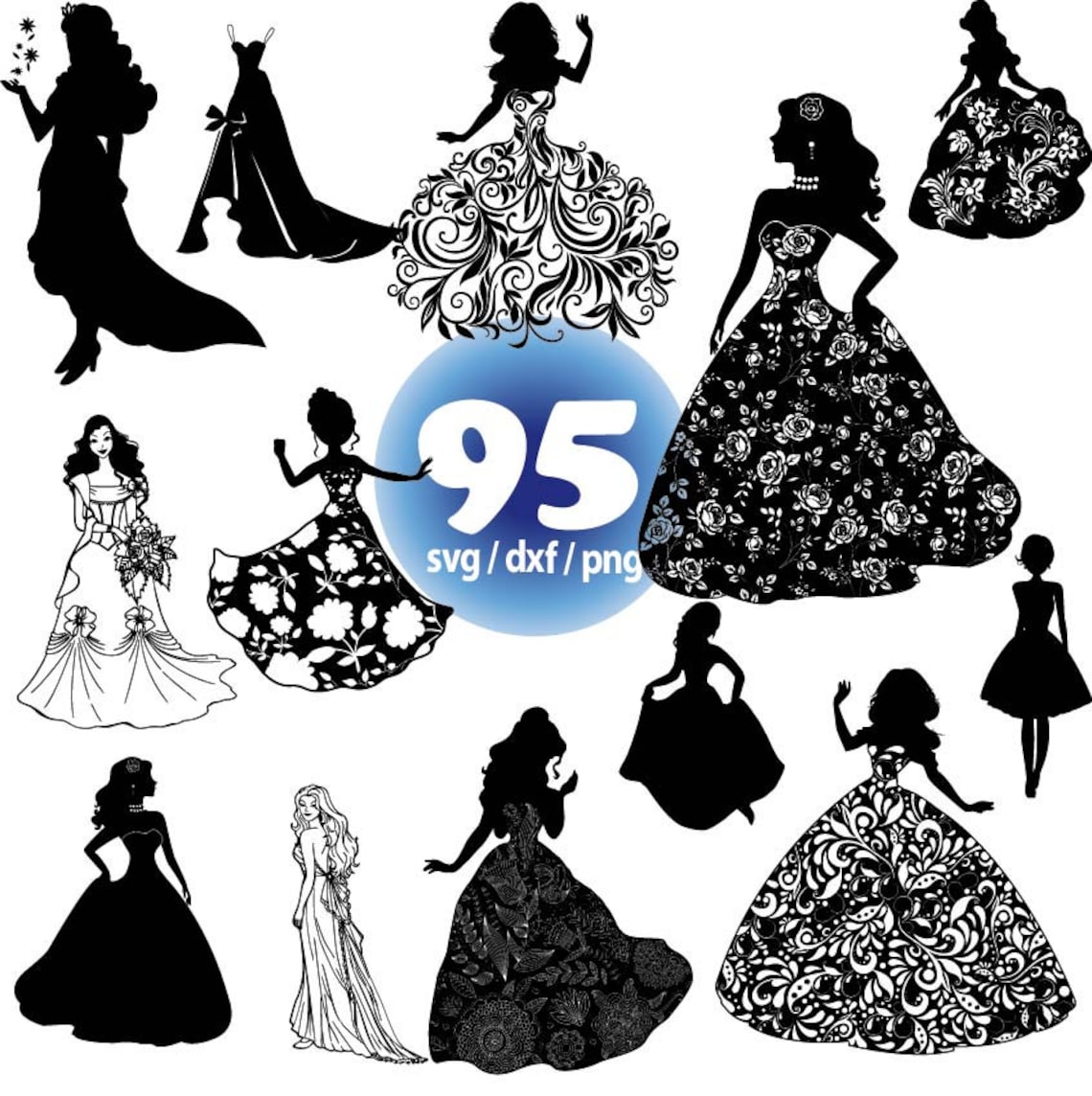 Dresses Svg, Bridal Dress Svg, Women Dress Svg, Party Dress Svg, Dress ...
