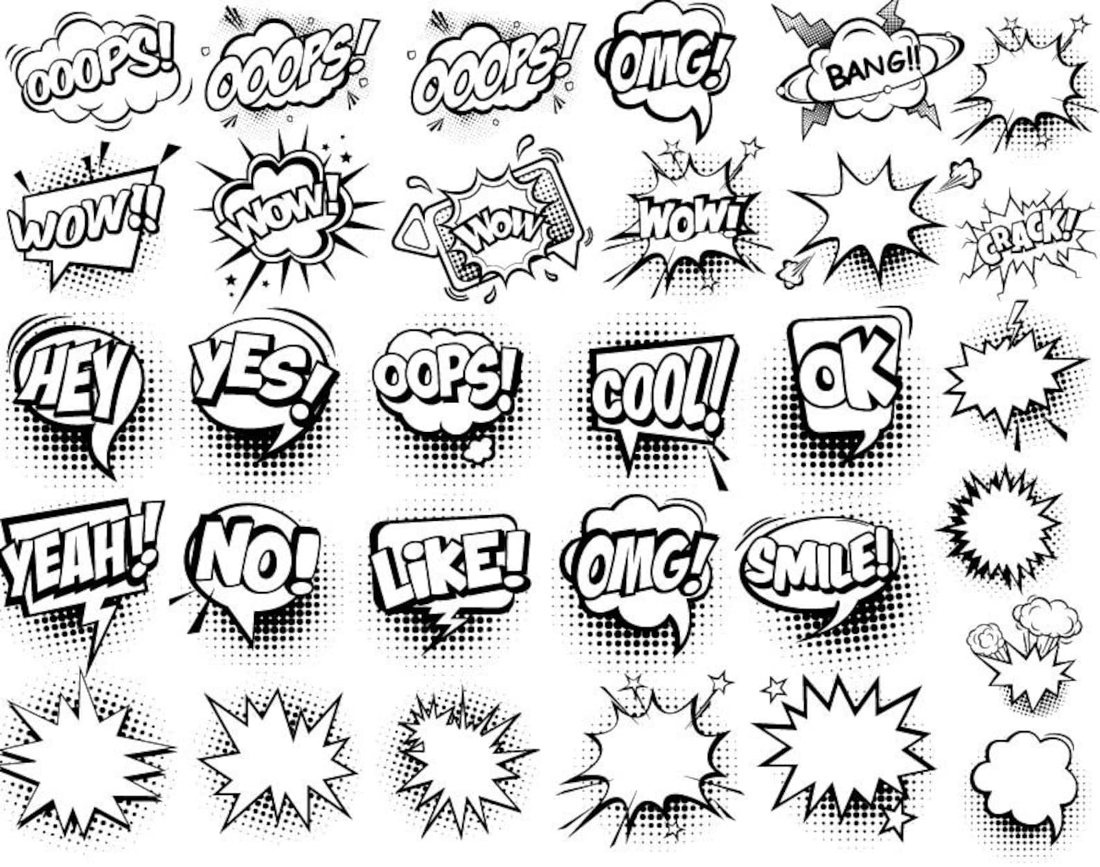 Comic Book Svg, Comic Book Svg Bundle, Superhero Speech Bubble, Cartoon ...