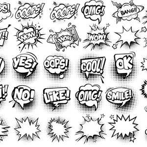 Comic Book Svg, Comic Book Svg Bundle, Superhero Speech Bubble, Cartoon ...