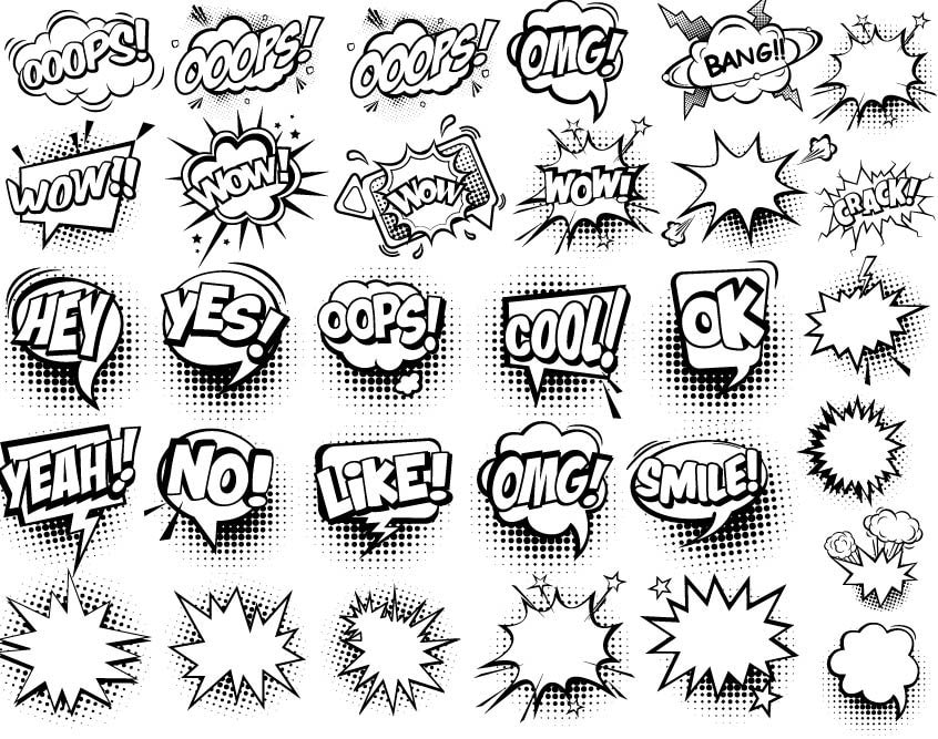 Comic Book Svg, Comic Book Svg Bundle, Superhero Speech Bubble, Cartoon ...