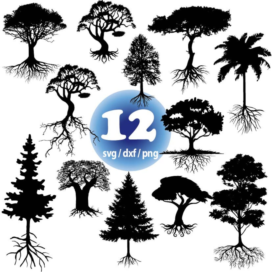 Tree Svg Bundle, Tree Silhouette Svg, Tree Vector, Tree of Life, Tree ...
