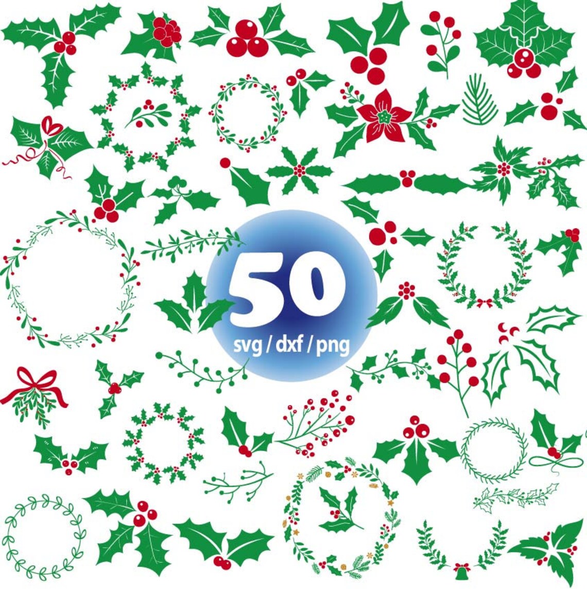 Christmas Leaves Svg, Christmas Holly Svg, Holly Berry Svg, Christmas ...