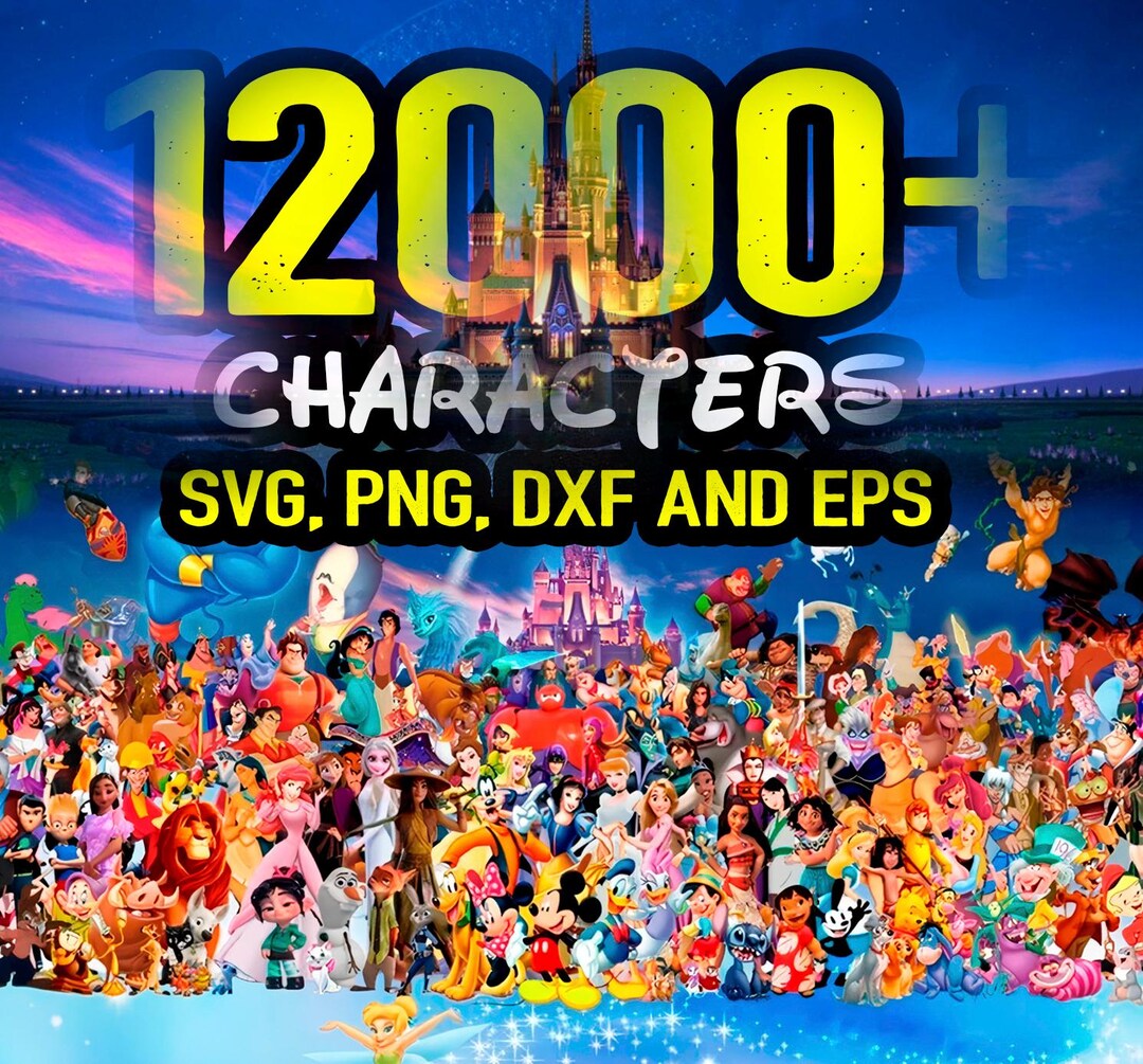 Cartoon Characters Svg Png Mega Bundle, Family Vacation Svg, Princess ...