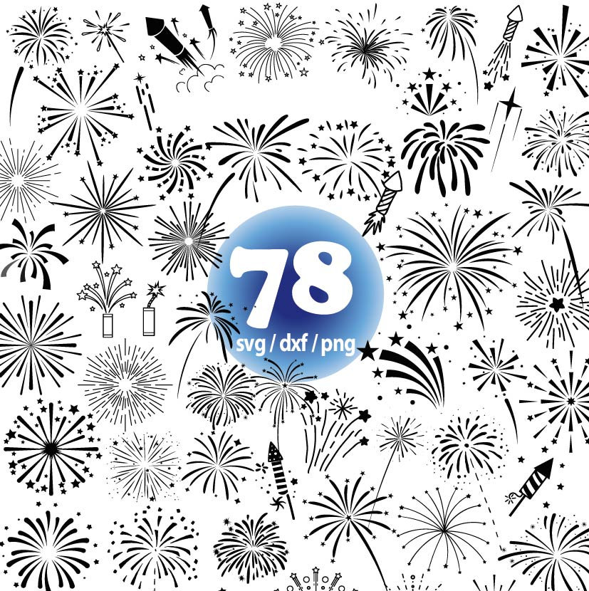 Fireworks Svg Bundle, New Year Firework Svg, Fireworks Silhouette Svg ...