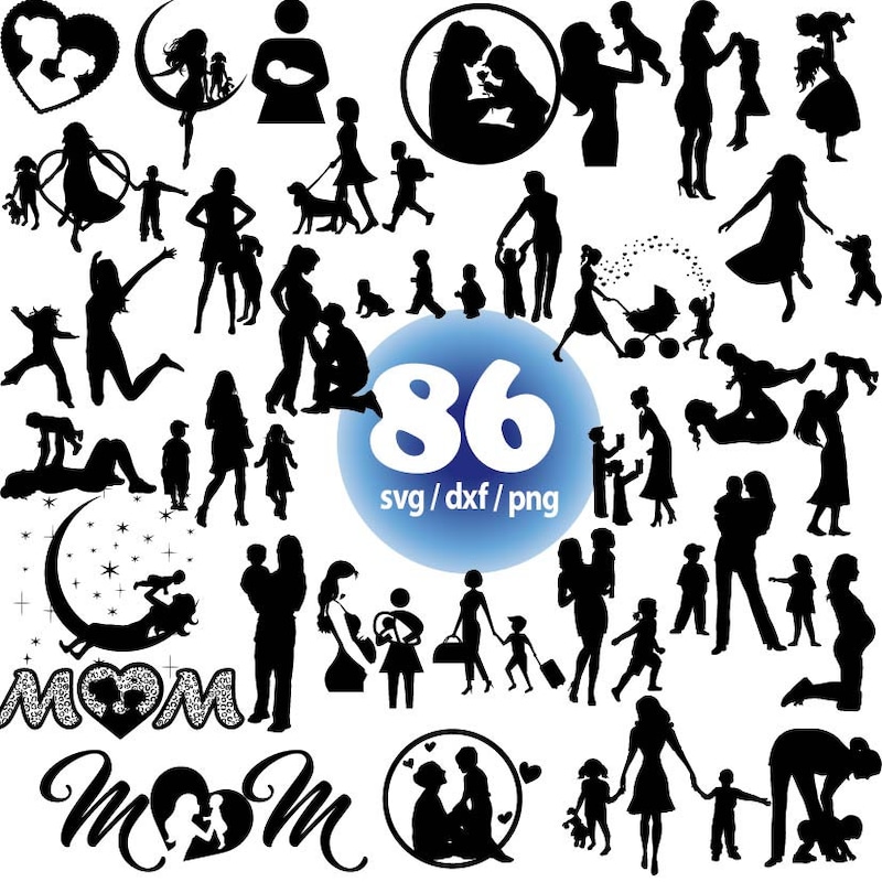 Mother and Child Svg - Etsy