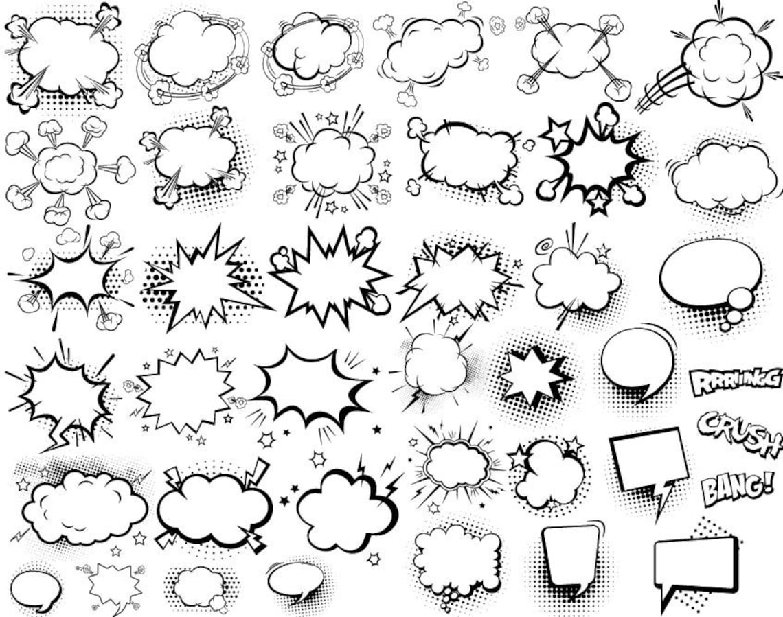 Comic Book Svg, Comic Book Svg Bundle, Superhero Speech Bubble, Cartoon ...