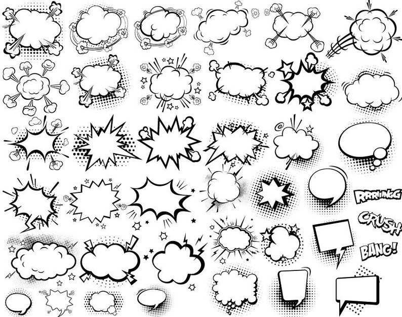 Comic Book Svg, Comic Book Svg Bundle, Superhero Speech Bubble, Cartoon ...