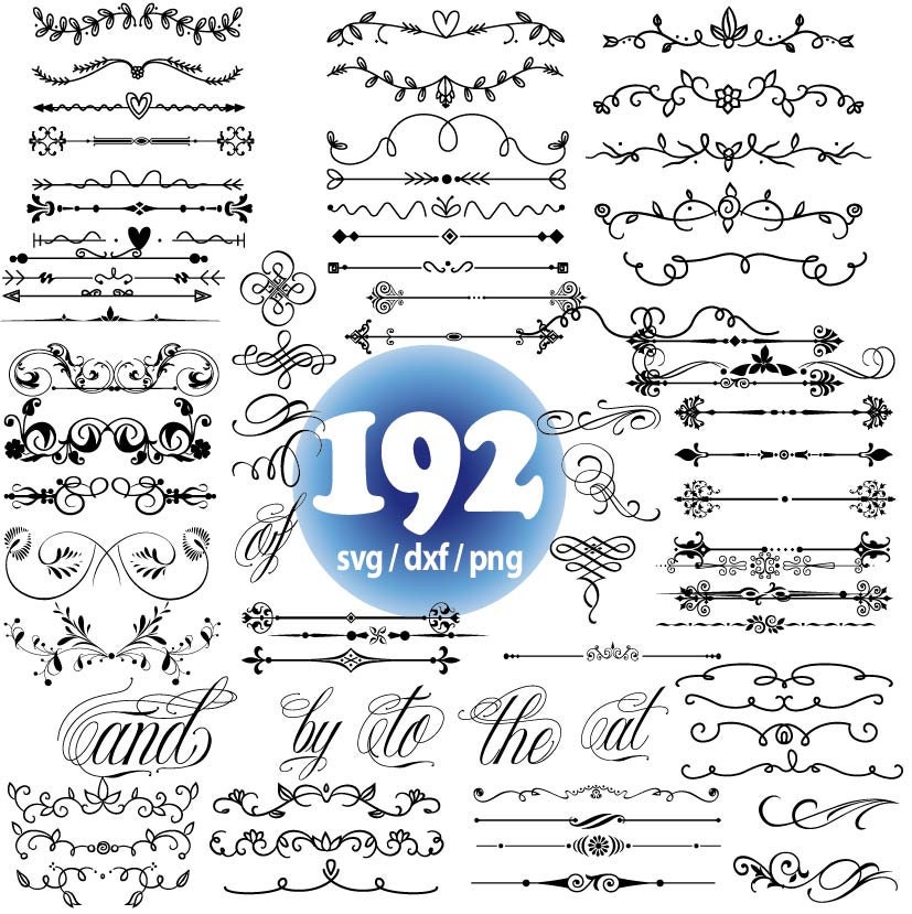 Text Dividers Svg Bundle Svg, Text Dividers Svg, Flourish Svg, Divider ...