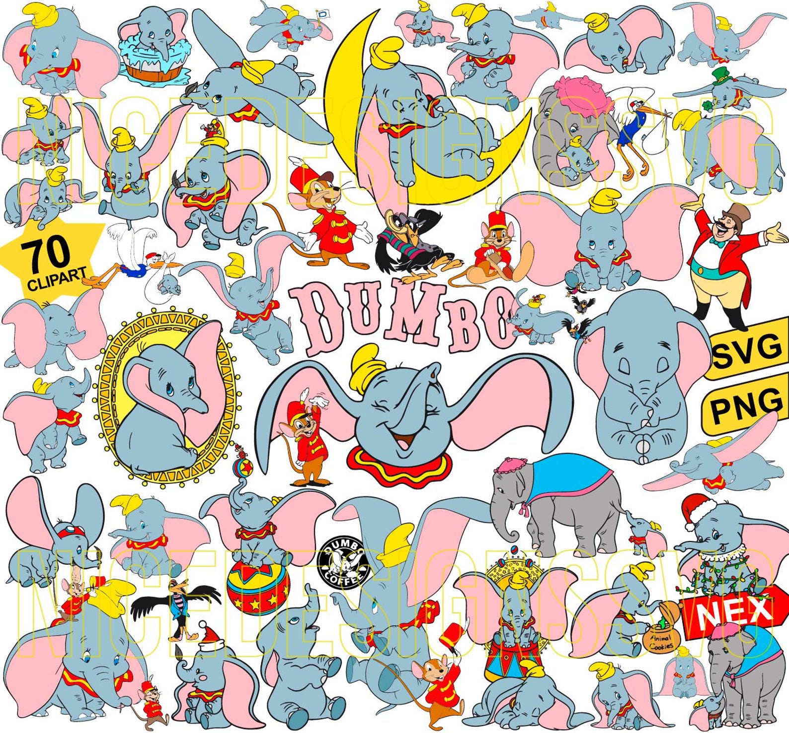 Flying Elephant Svg Png Bundle, Adorable Elephant Svg, Charming Circus ...