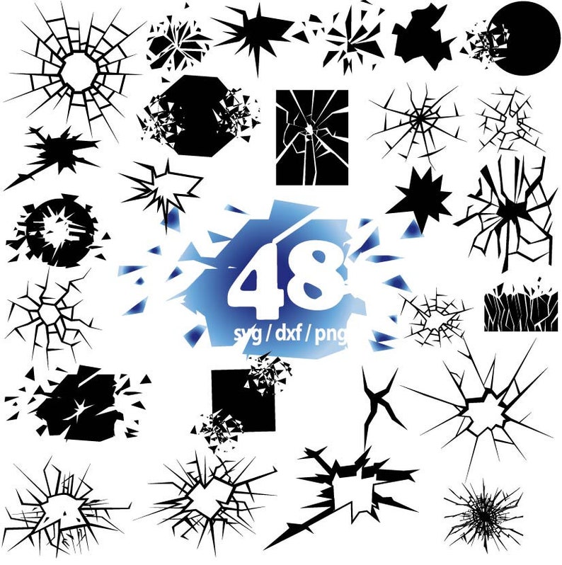 Broken Glass Svg, Cracked Glass Silhouette Svg, Broken Glass Clipart ...