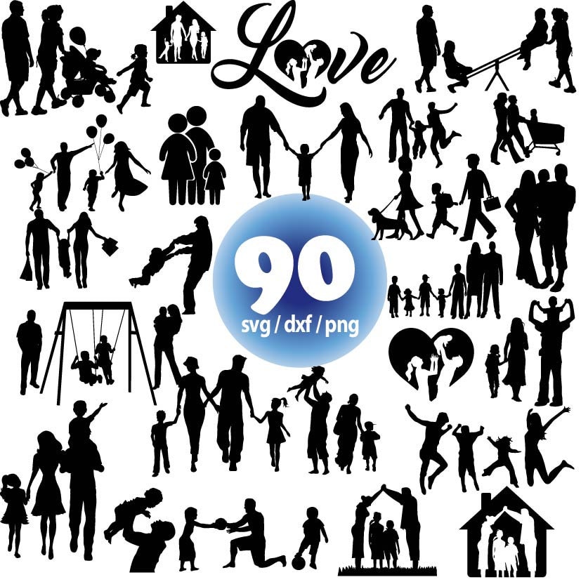 Family Svg Bundle, Family Clipart, Fathers Day Svg, Father and Children ...