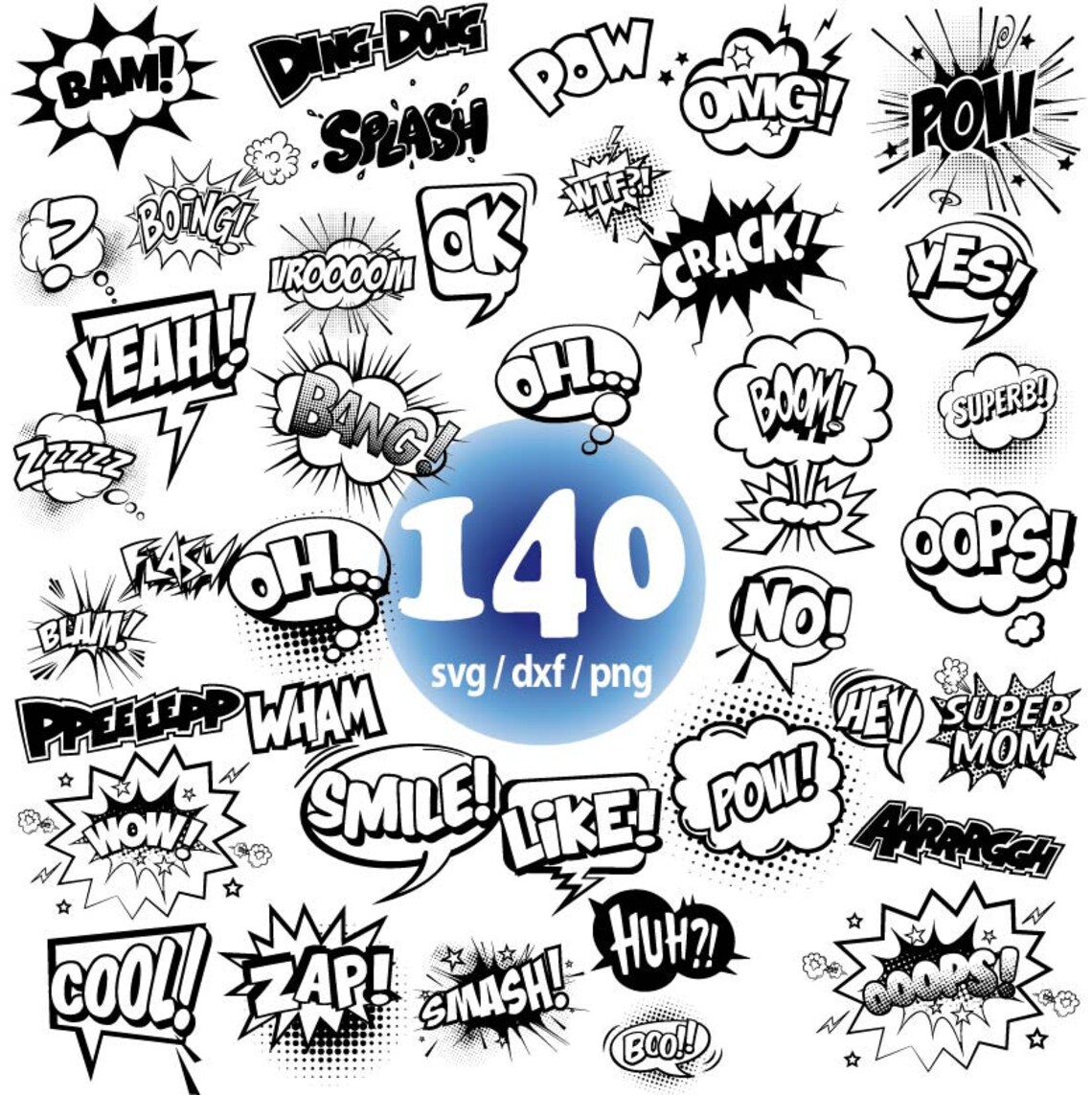 Comic Book Svg, Comic book Svg Bundle, Superhero Speech Bubble, Cartoon ...