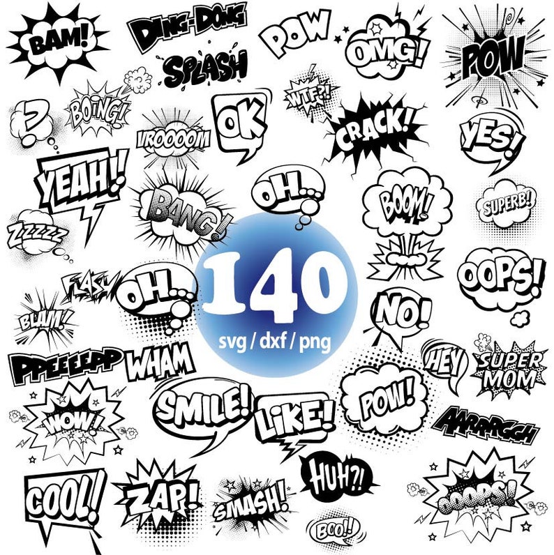Comic Book Svg, Comic Book Svg Bundle, Superhero Speech Bubble, Cartoon ...