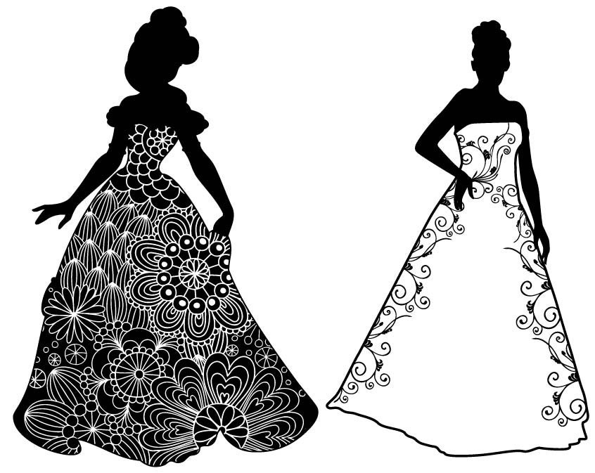 Dresses Svg, Bridal Dress Svg, Women Dress Svg, Party Dress Svg, Dress ...
