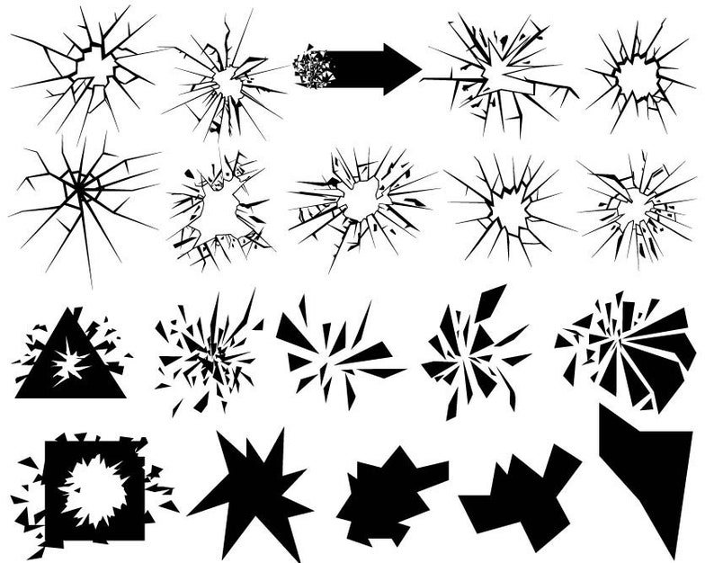 Broken Glass Svg, Cracked Glass Silhouette Svg, Broken Glass Clipart ...