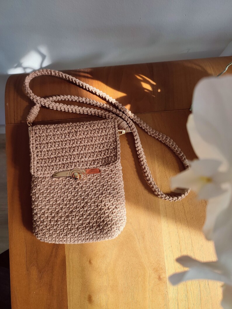 Crochet Crossbody Bag,macrame, Small Boho Cotton Knitted Crossbody Bag ...