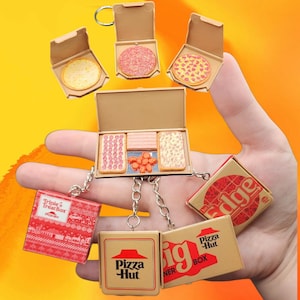 Mini Food Keychains Mini Brand Keychain Gag Gift Knick Knack Pizza Hut ...