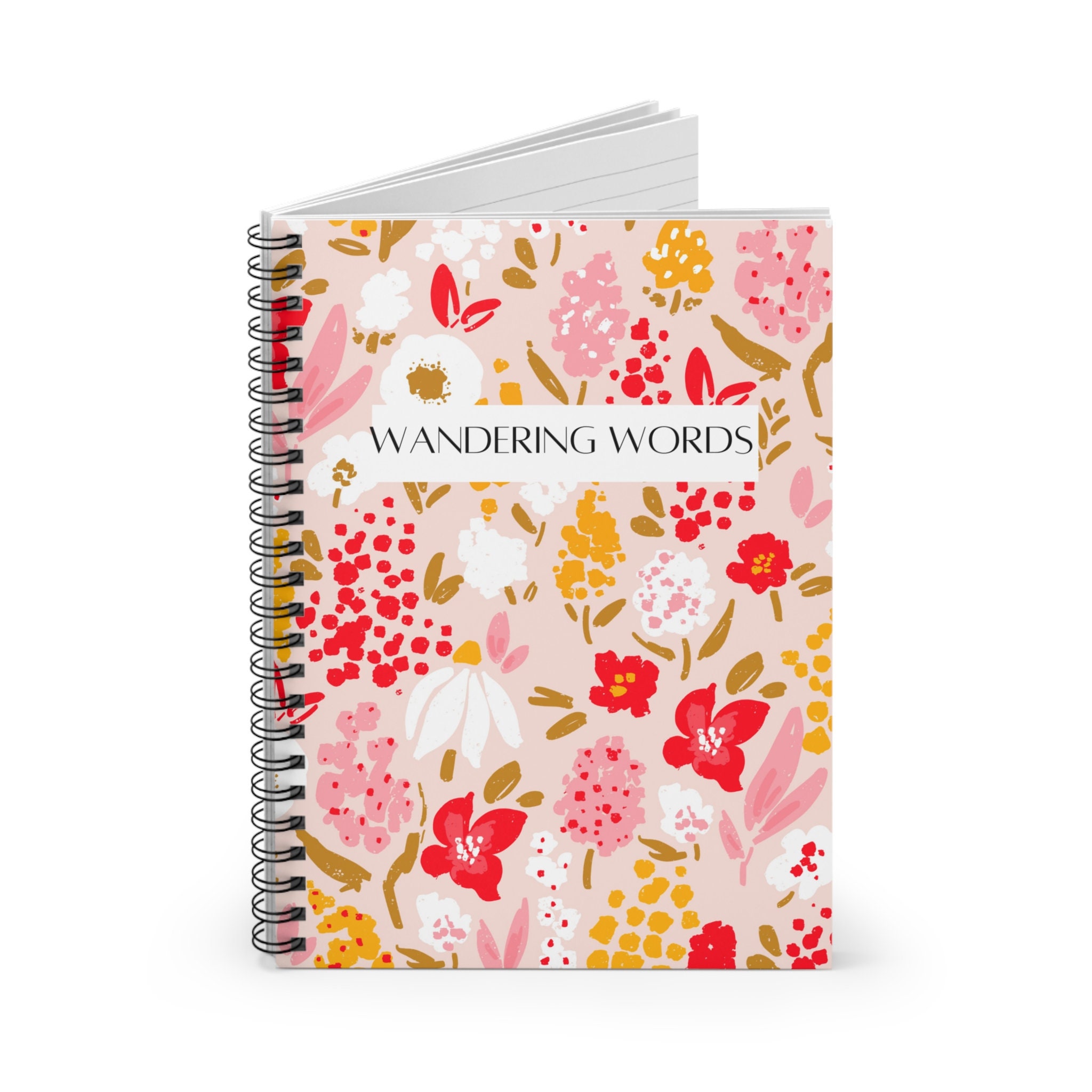 Wandering Words Flowered Spiral Notebook - Ruled Line Funny / Light ...