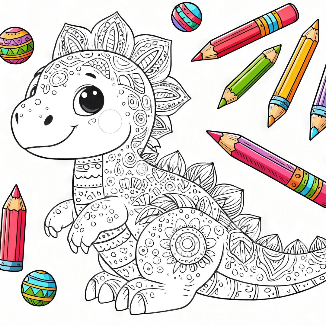 10 Dinosaur Pages. Toddlers Easy Coloring Dinosaur Coloration Book ...