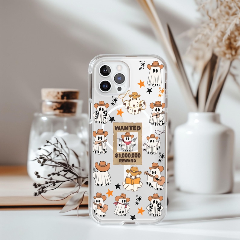 Cute Western Ghosts Halloween iPhone Magnetic Clear Impact Case iPhone ...