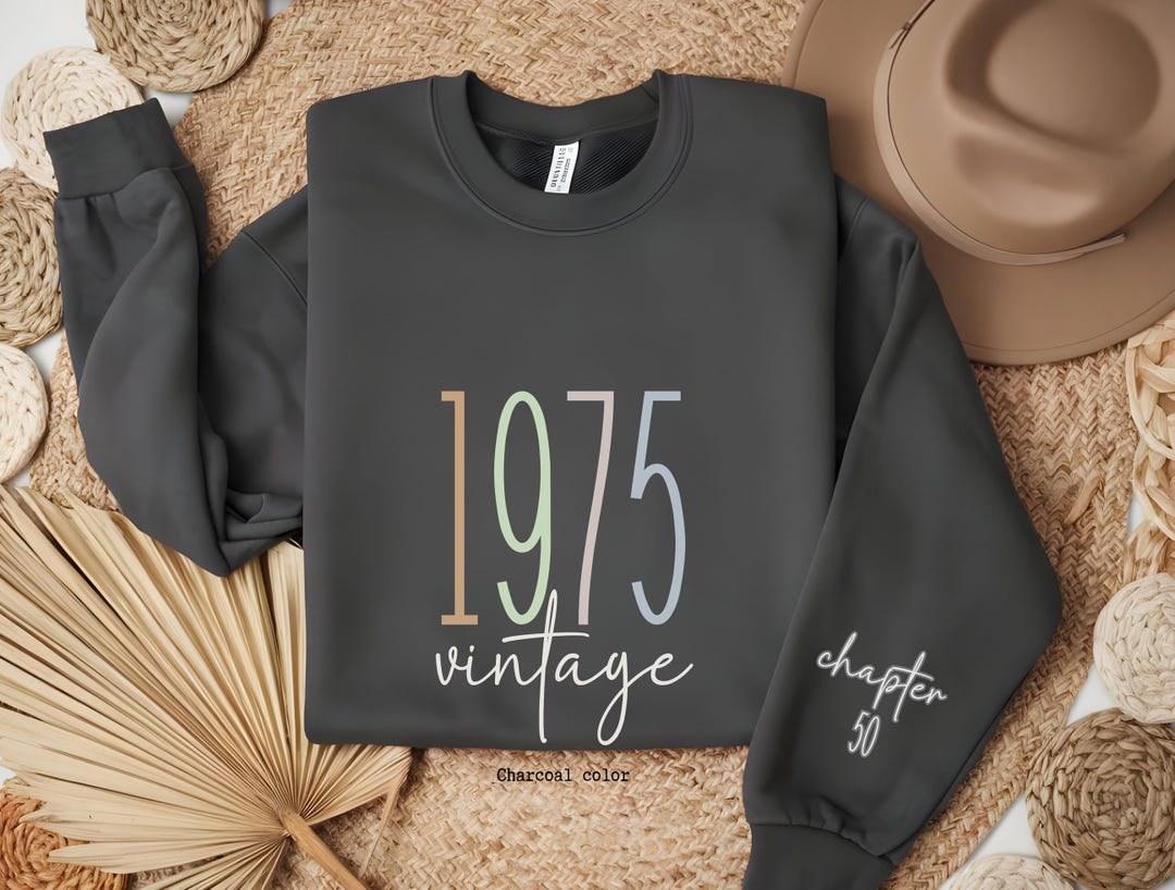 Vintage 1975 Sweatshirt Retro Crewneck Chapter 50 Sleeve Classic ...