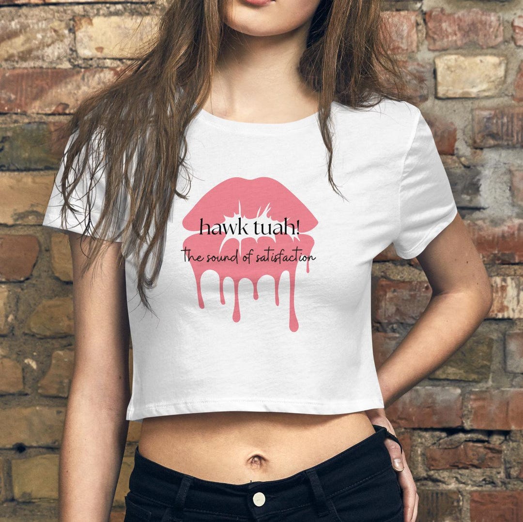 Hawk Tuah Womens Crop Tee Viral Tik Tok Funny Hawk Tuah Baby Tee Gift ...