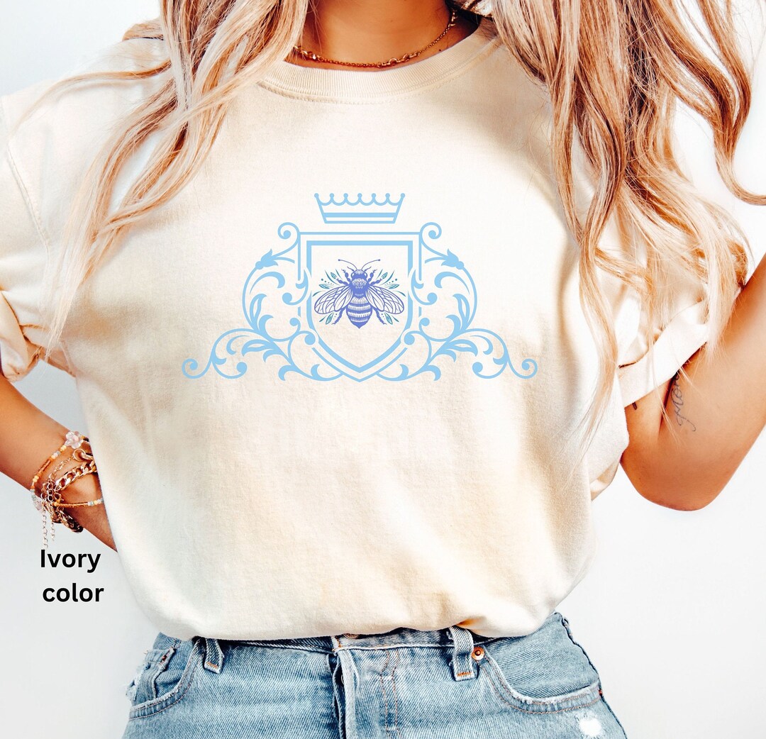 Queen B Blue Regency Era Outfit Trendy Regency Emblem Shirt Cute ...