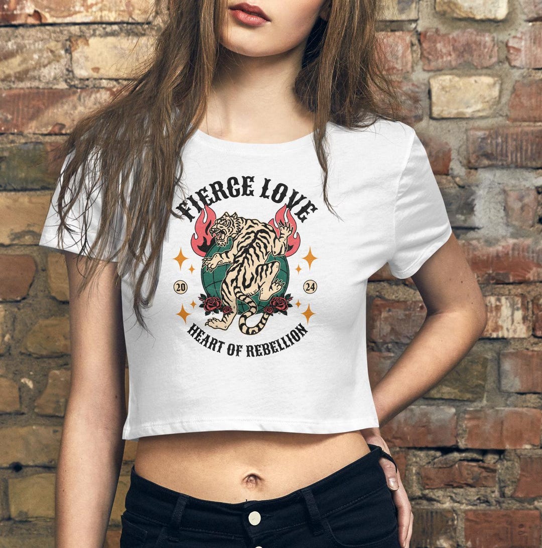 Love Tiger Crop Top Tee Streetwear Tiger Graphic Crop Tee Gift for Her ...