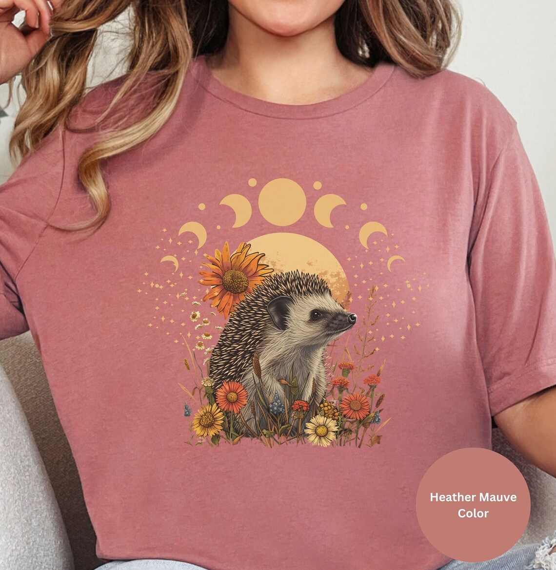 Cute Cottagecore Outfit Hedgehog Shirt Hedgehog in Nature Shirt Moon ...