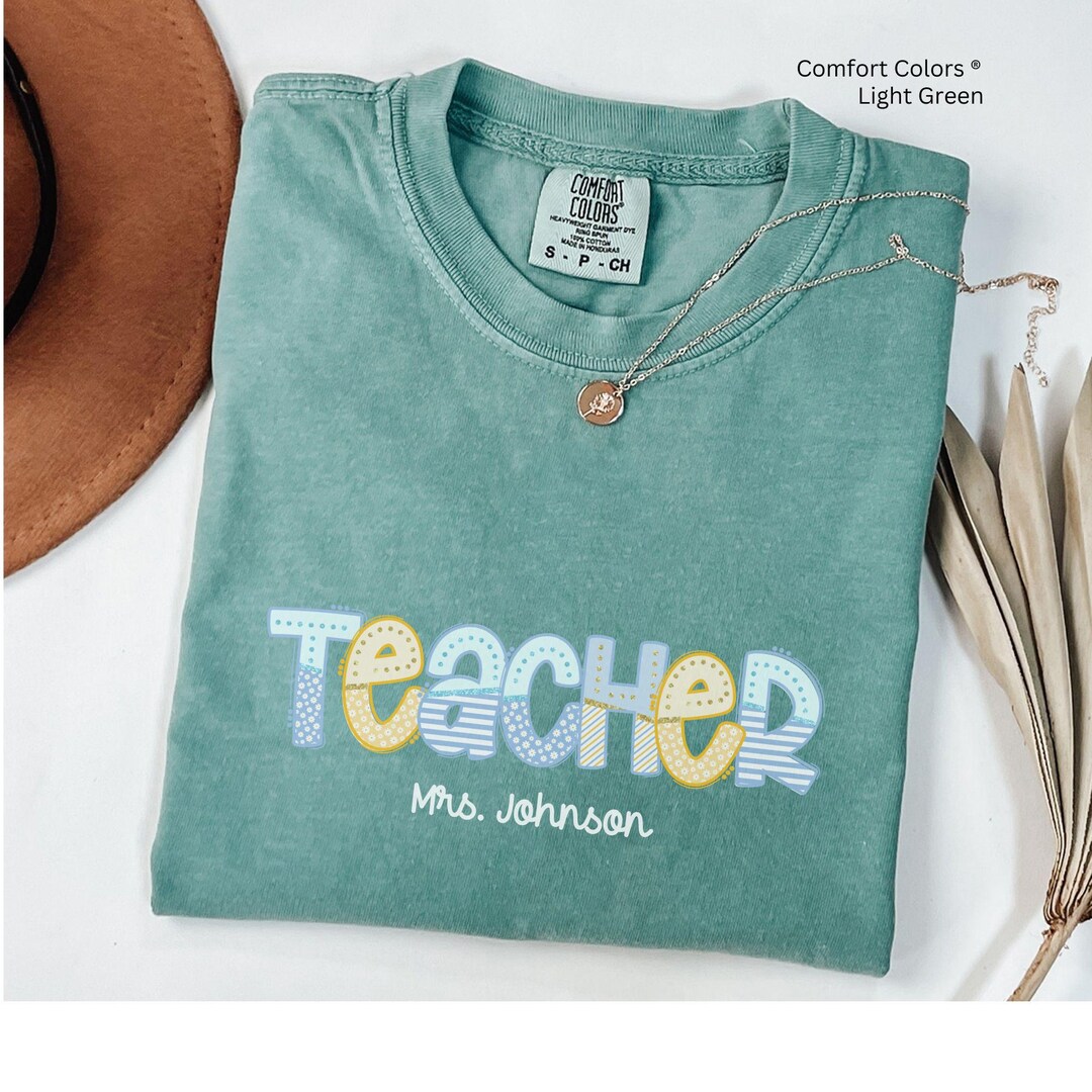 Custom Teacher Name Personalized Teacher Shirt Cute Doodle Teacher ...