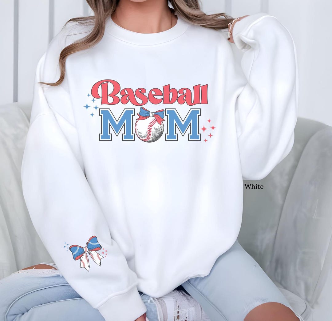 Baseball Mama Coquette Sleeve Print Sweatshirt Cute Baseball Mom Gift ...