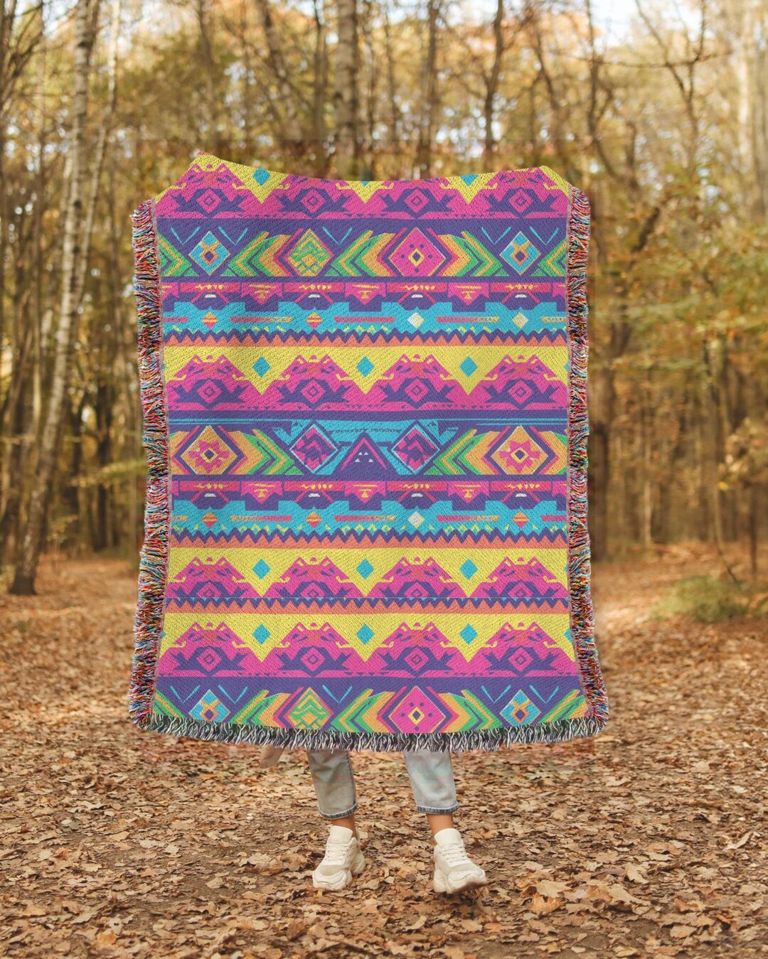 Mexican Aztec Pattern Woven Blanket Mexican Home Decor Throw Blanket ...