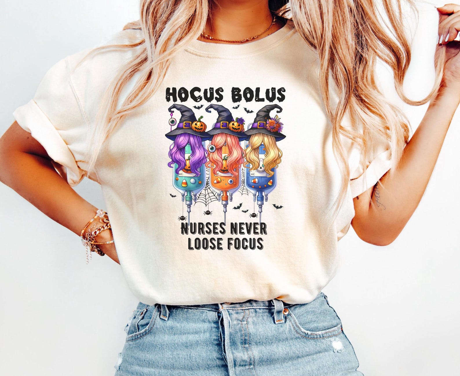 Hocus Bolus Nurse T-shirt, Halloween Nurse IV Bags Shirt, Halloween ICU ...