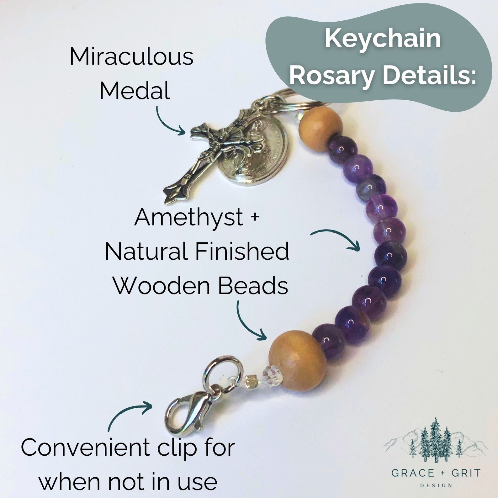 Catholic Pocket Rosary One Decade Rosary Keychain Prayer Bead Christian ...