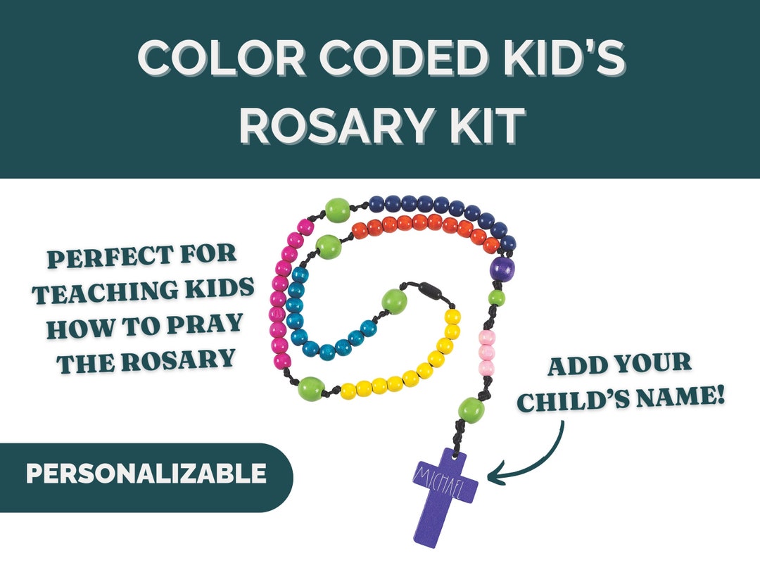 Personalized Kids Rosary Kit for Teaching Children How to Pray the ...