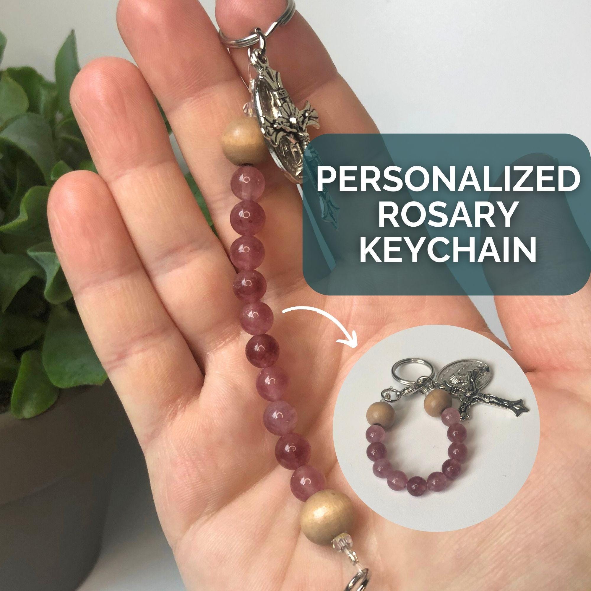 Personalized Catholic Pocket Rosary Keychain for Moms One Decade Rosary ...