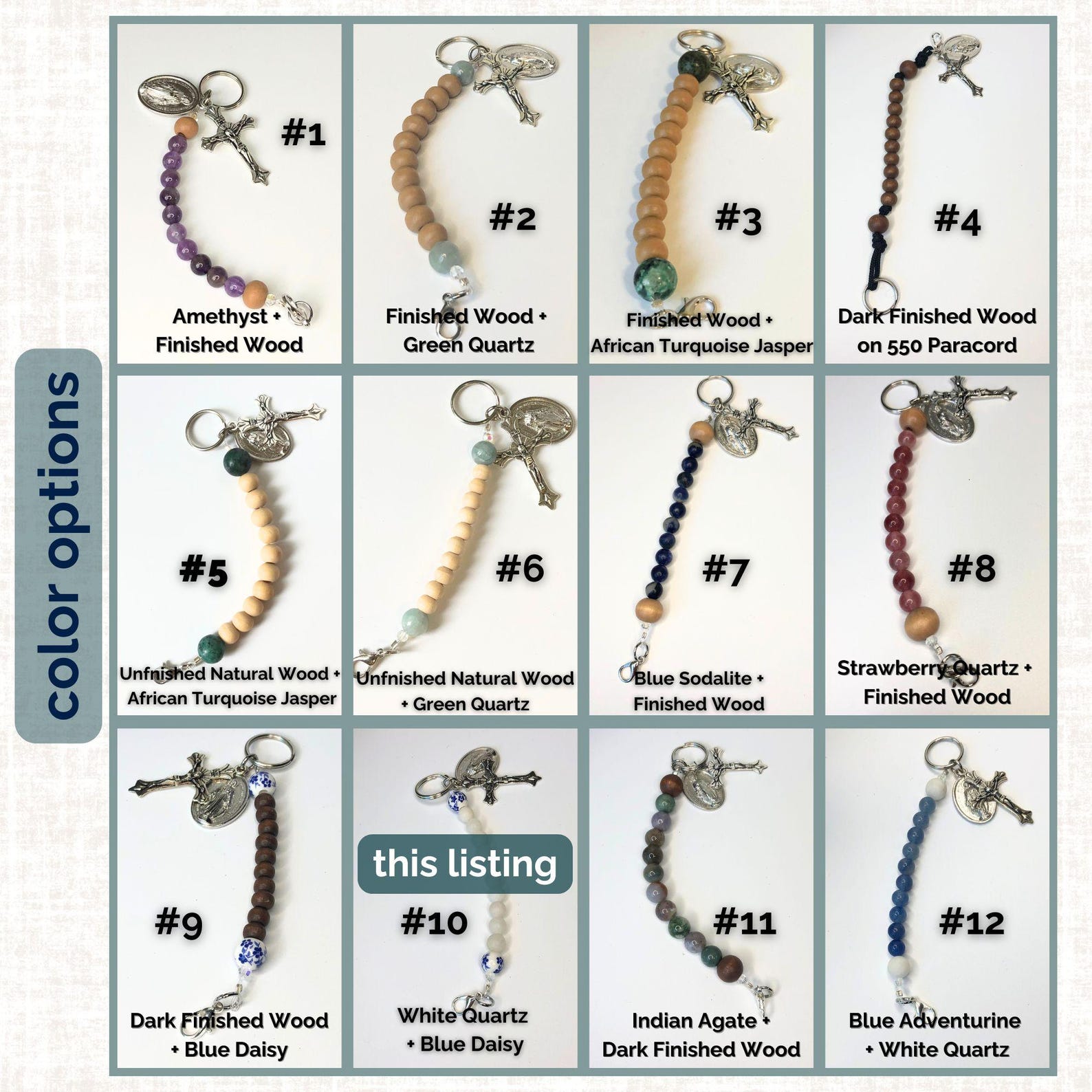 One Decade Rosary Catholic Pocket Rosary Keychain Prayer Bead Christian ...