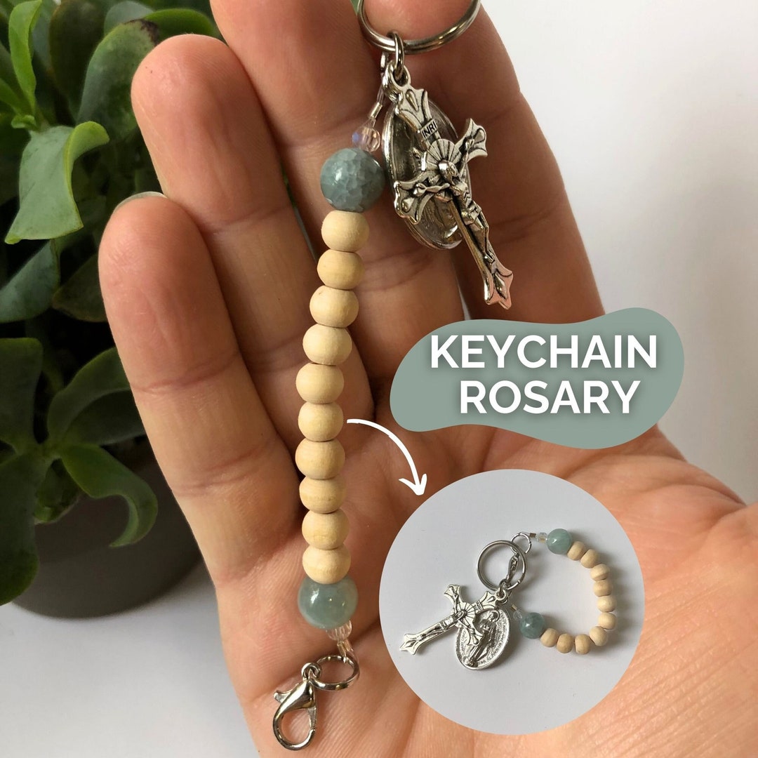 Keychain Rosary One Decade Pocket Rosary on the Go Finger Rosary Catholic Gift for Mom Rosary ...