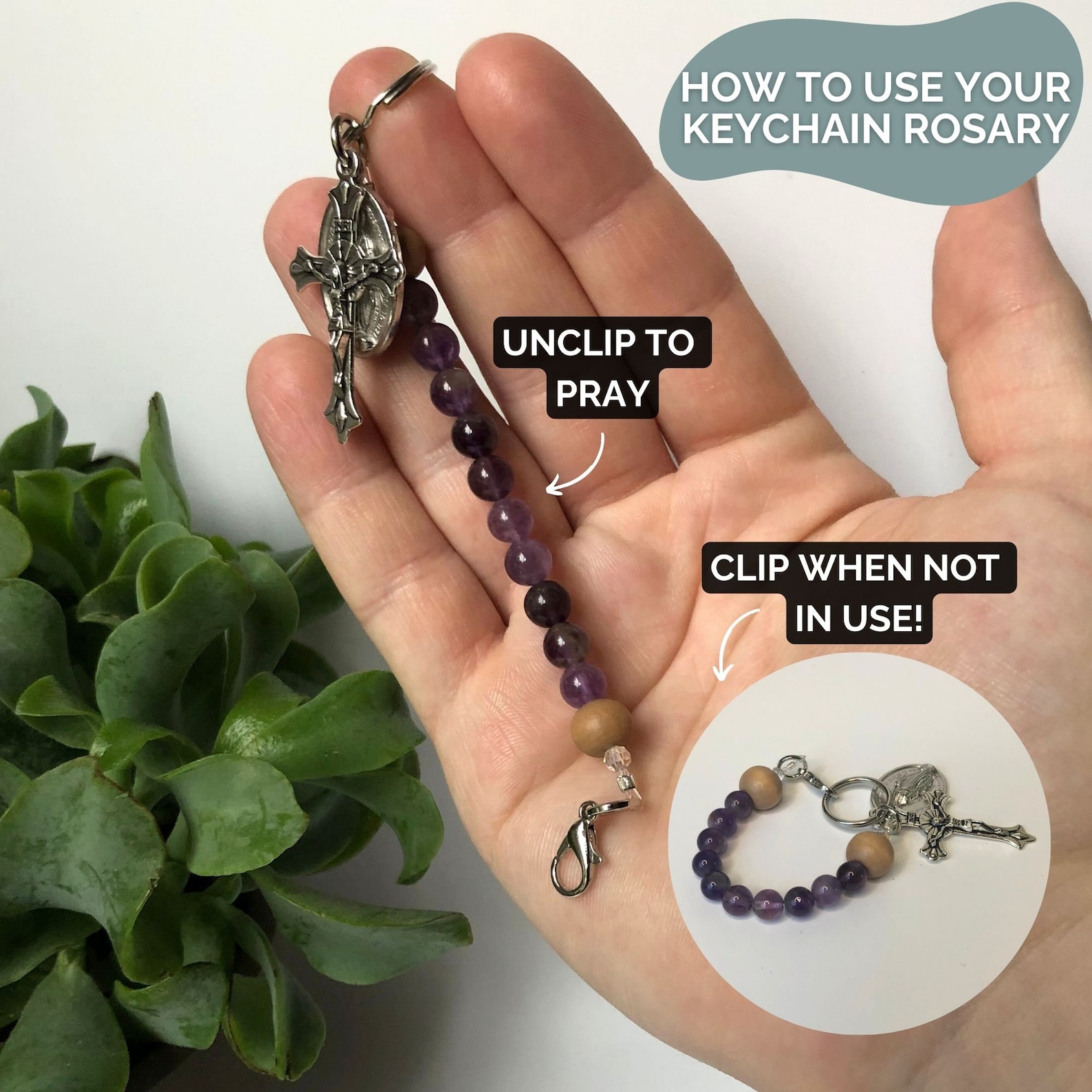 Catholic Pocket Rosary One Decade Rosary Keychain Prayer Bead Christian ...