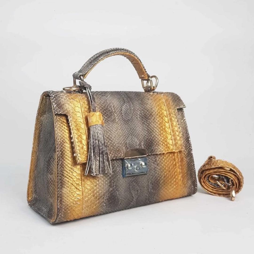 Bali Python Leather Top-handle Bag: Handmade Exotic Snake Skin Purse - Etsy